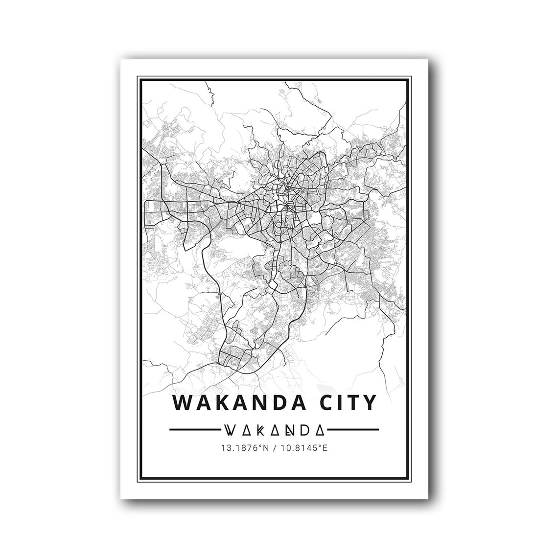 Street Map Poster of Wakanda City, Wakanda, Africa Poster Map ...