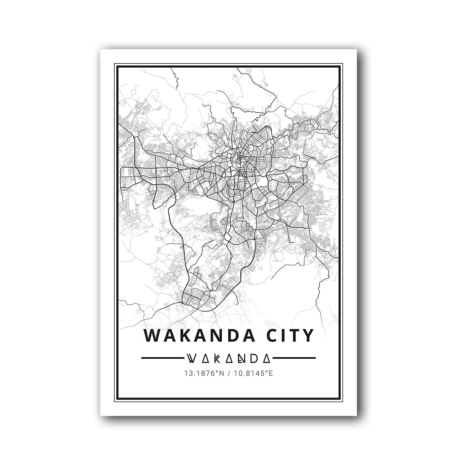 Street Map Poster of Wakanda City, Wakanda, Africa Poster Map ...