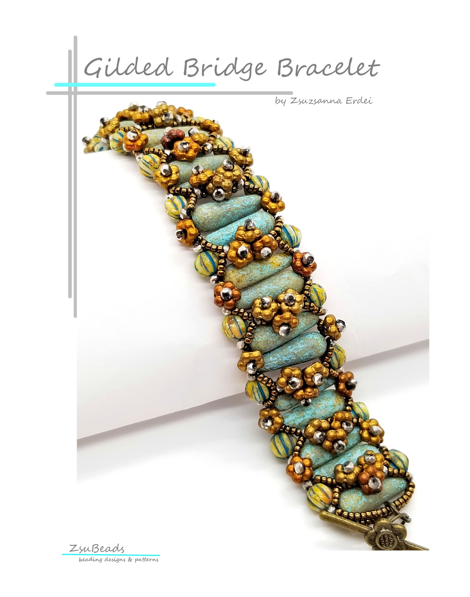 Beading Tutorial / Pattern Gilded Bridge Bracelet With Daisy Flower ...