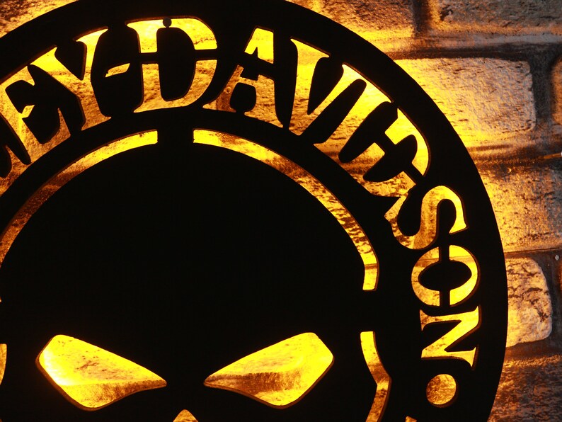 Harley Davidson Wall Artlighted Harley Davidsonbirhday Etsy
