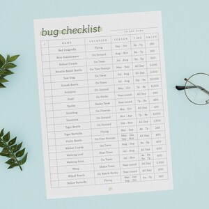 Minimalist ACNH Bug Checklist Catch Guide Modern Printable Animal ...