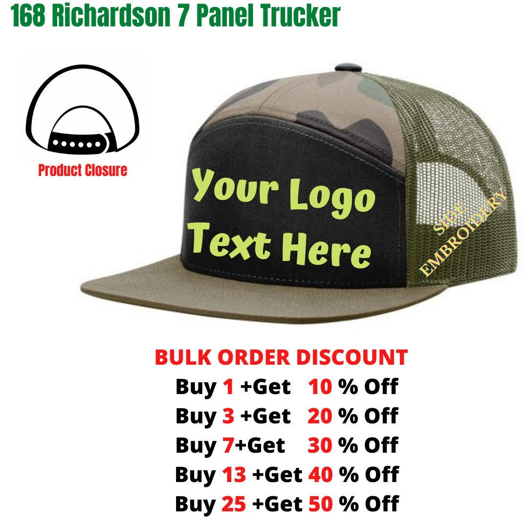 168 Richardson 7 Panel Trucker Customized Embroidered Hats | Etsy