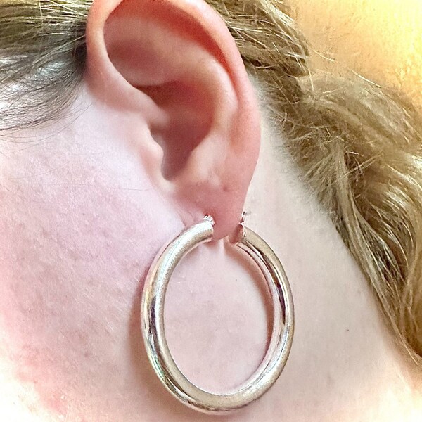 Silver Hoop Clasp Earrings - Etsy