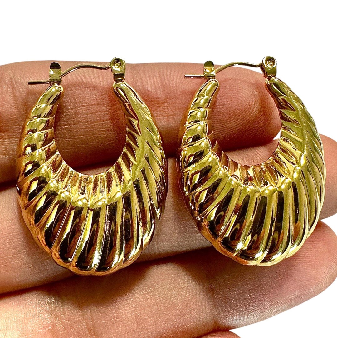 25mm Gold Hoop Earrings – 304 Stainless Steel Thick Hoops, Retro ...