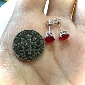 925 Sterling Silver Ruby Stud Earrings for Women 6MM Gift Birthstone - Etsy
