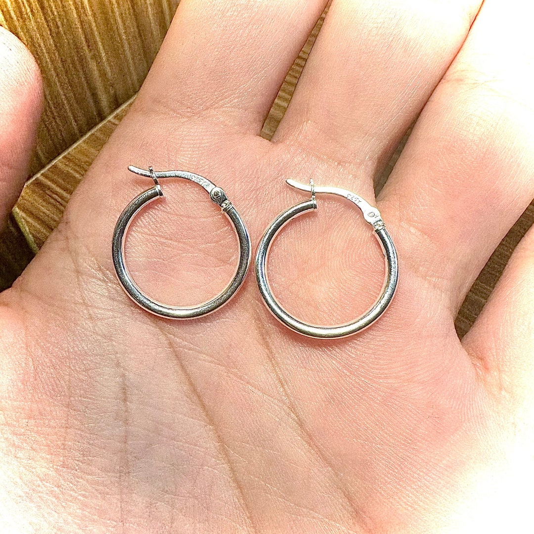 Hoop Earrings Silver Small 20MM, Hoops Earrings Sterling Silver 925 ...