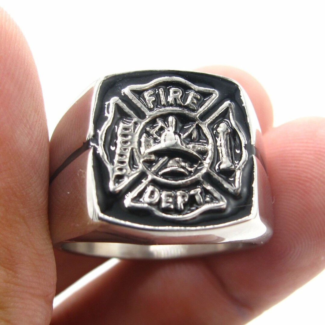 Firefighter Ring for Men Fire Department Ring Stainless - Etsy