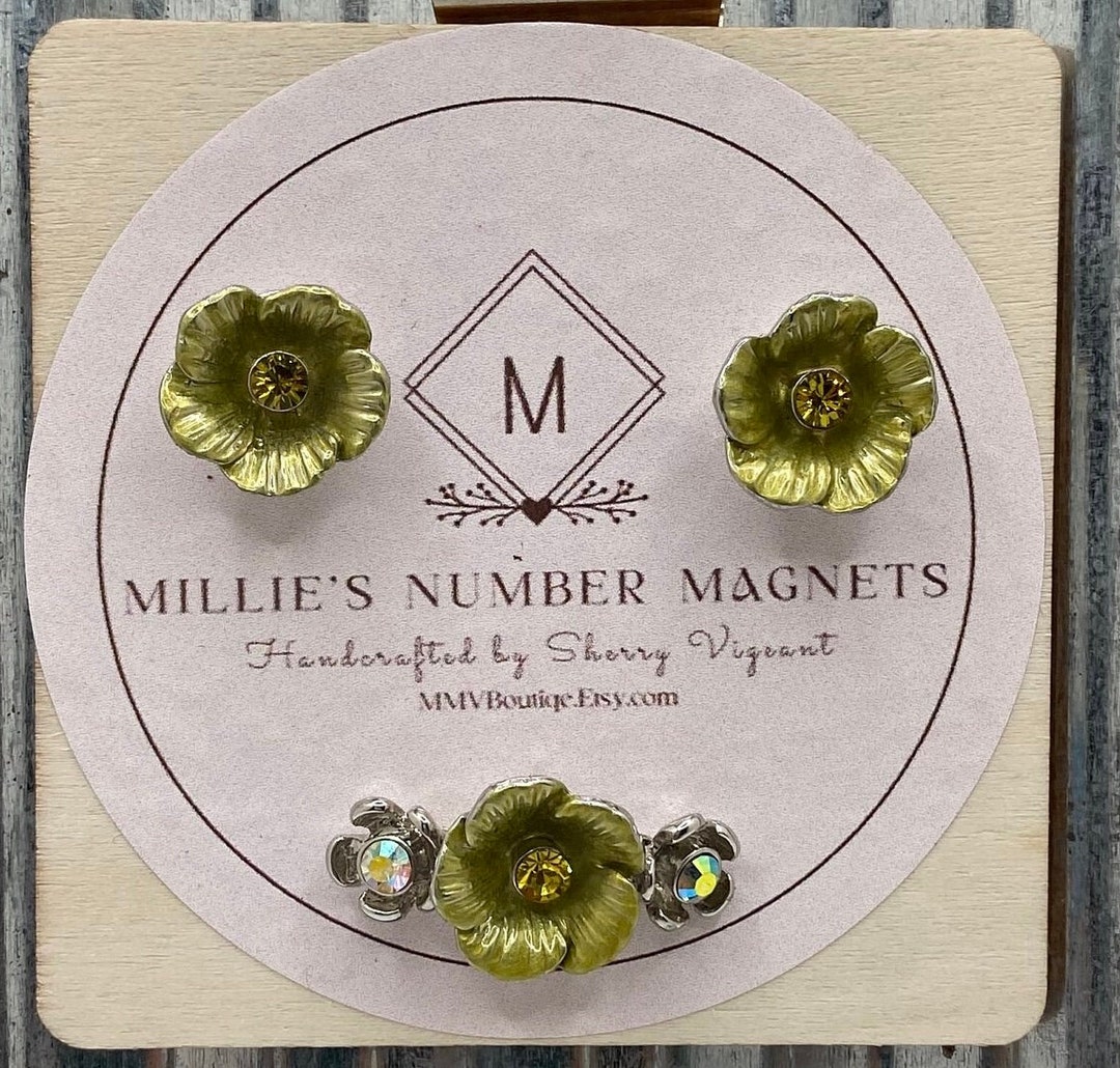 Yellow Flower Number Magnet With Matching Brooch - Etsy