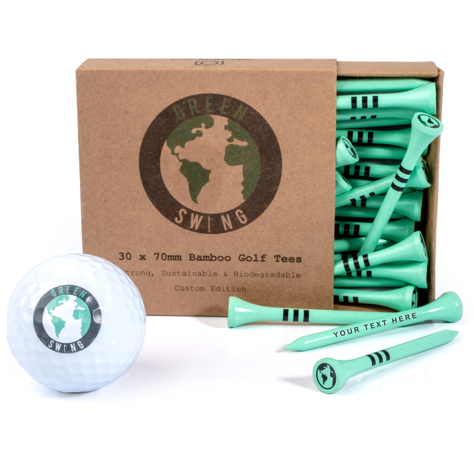 Green Swing Personalised Bamboo Golf Tees 70mm | Strong Sustainable ...