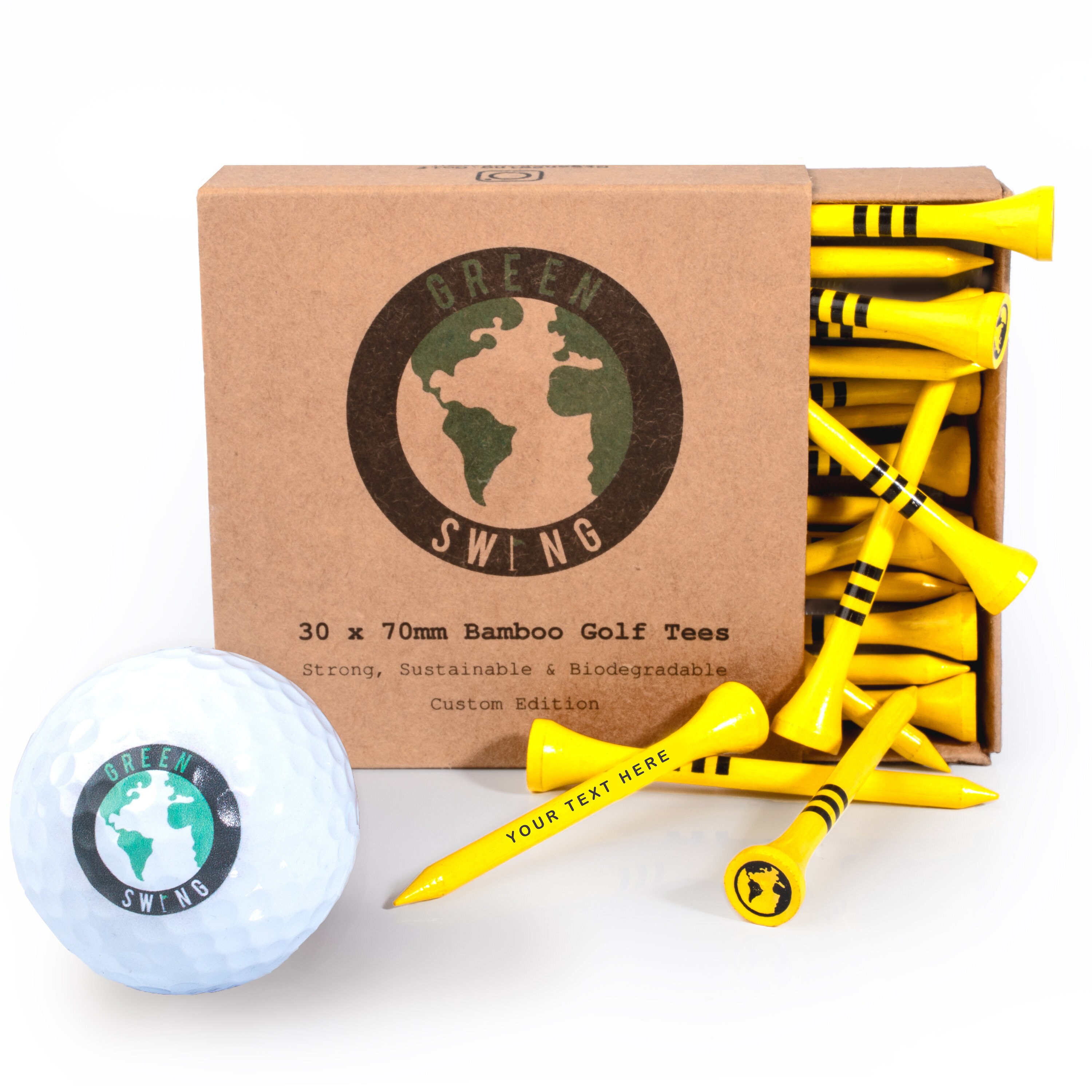 Green Swing Personalised Bamboo Golf Tees 70mm | Strong Sustainable ...