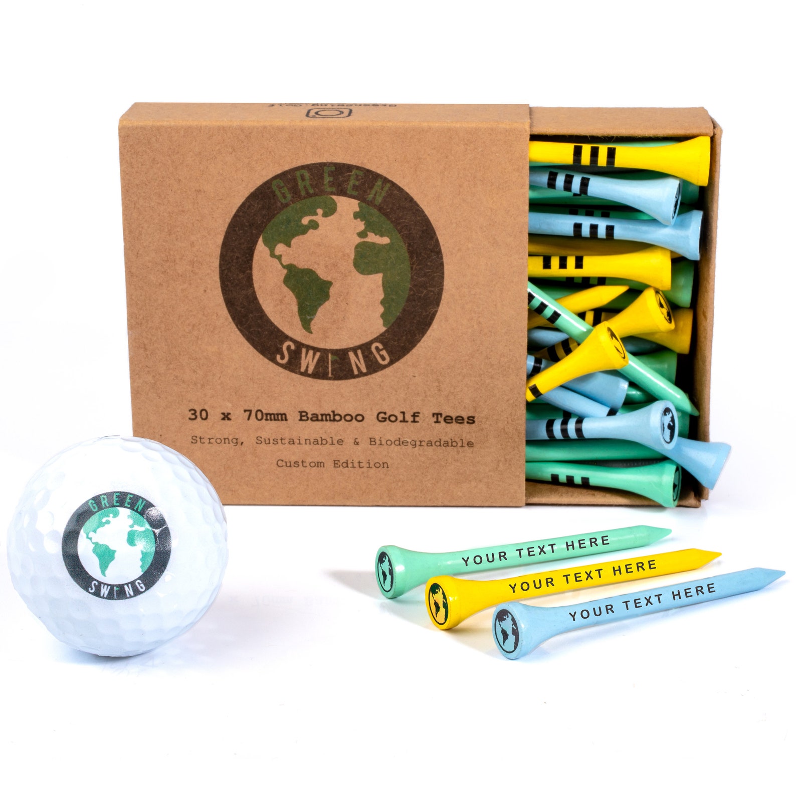 Green Swing Personalised Bamboo Golf Tees 70mm | Strong Sustainable ...