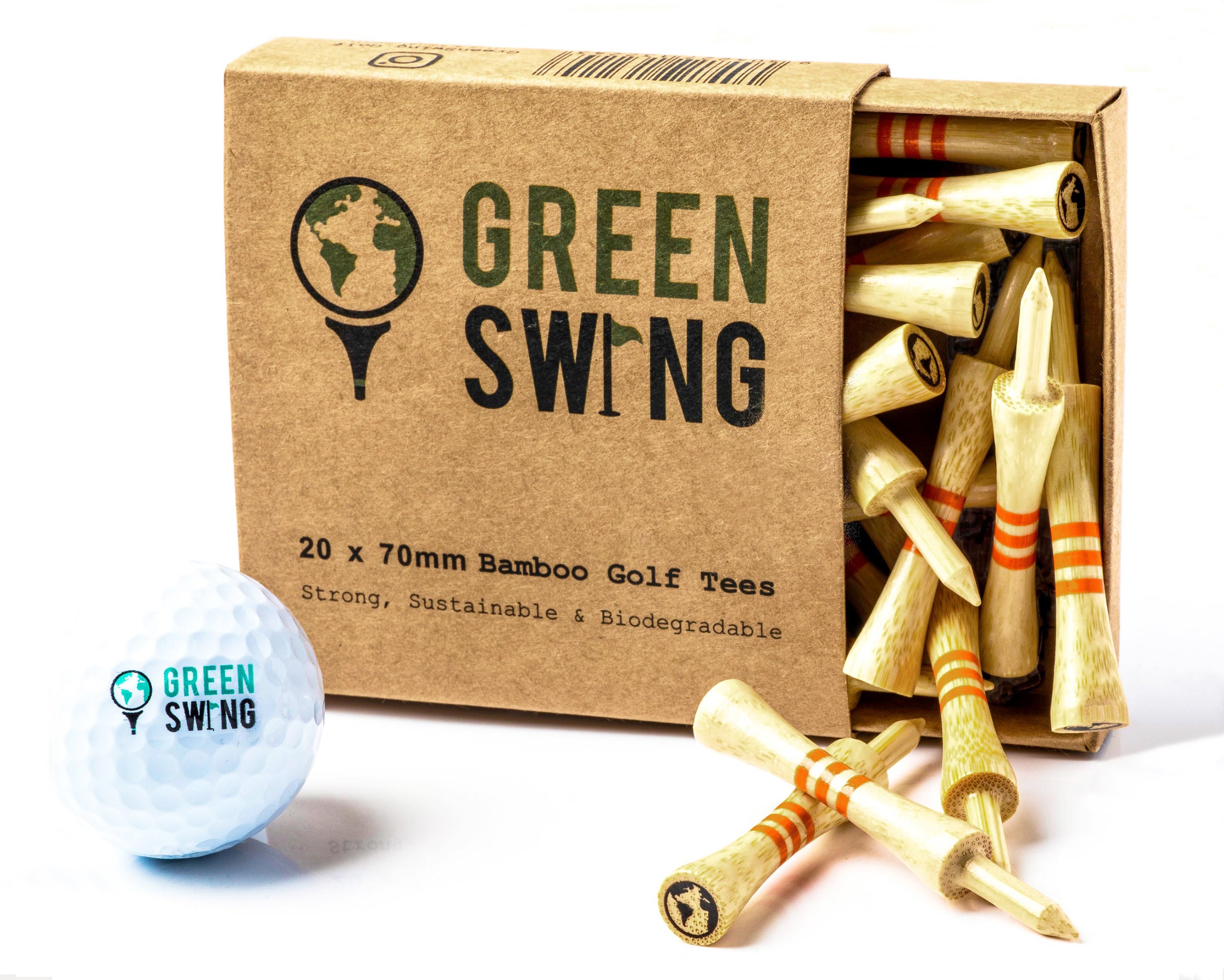 Green Swing Bamboo Golf Tees 70mm | Strong Sustainable Biodegradable ...