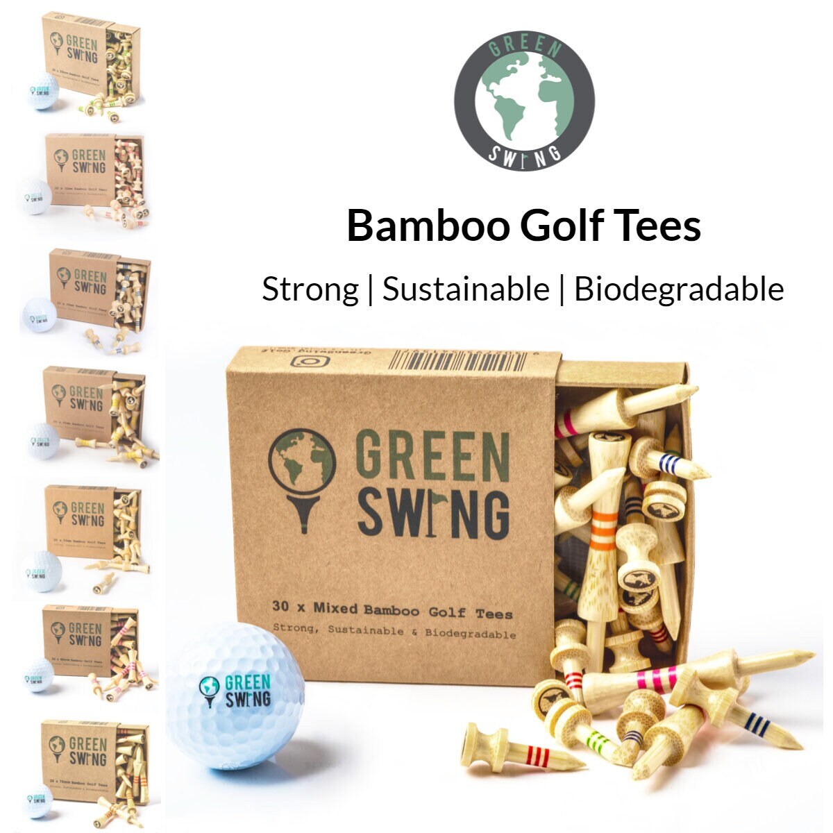 Green Swing Bamboo Castle Golf Tees | Strong Sustainable Biodegradable ...