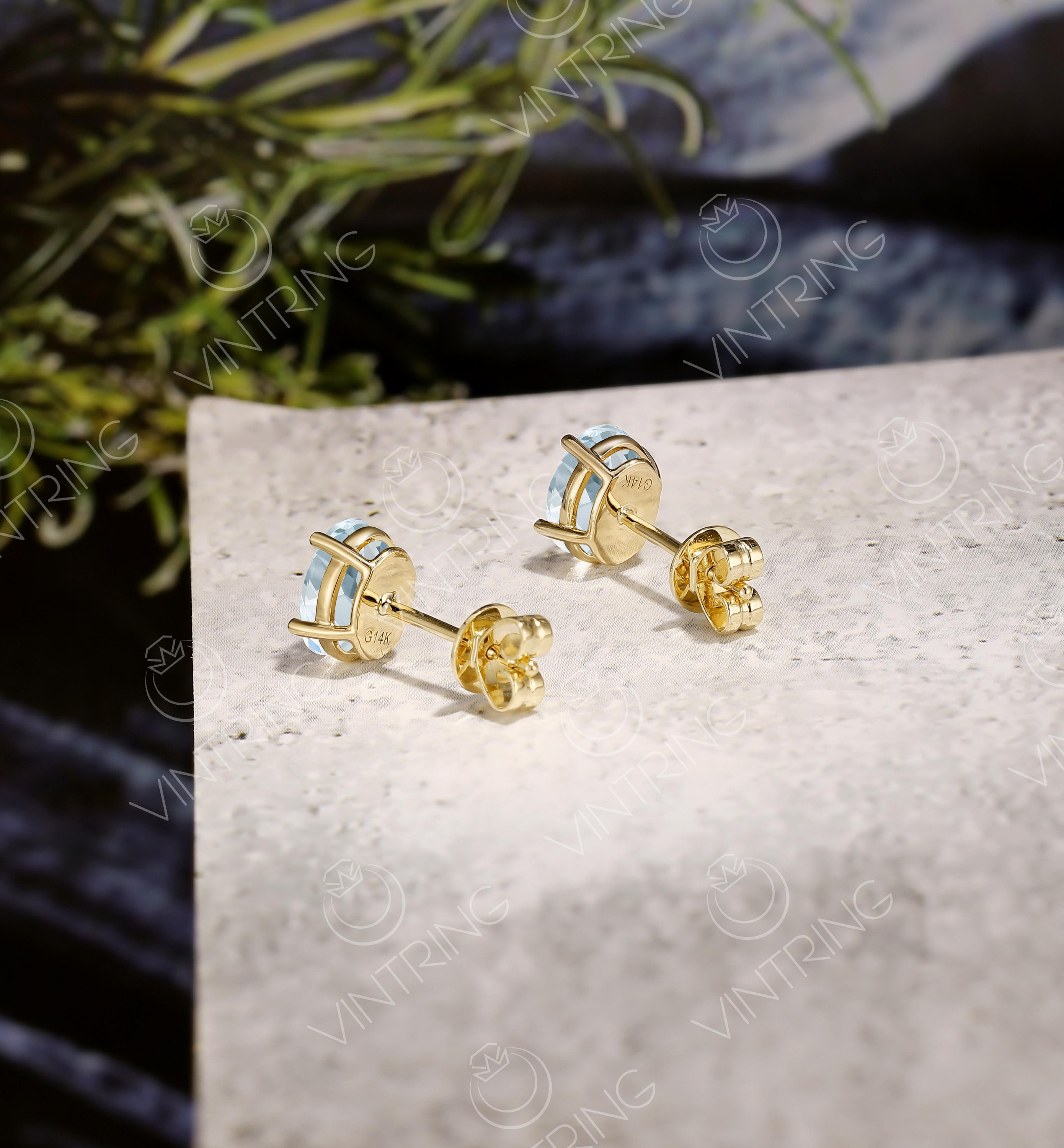Aquamarine screw back earrings store