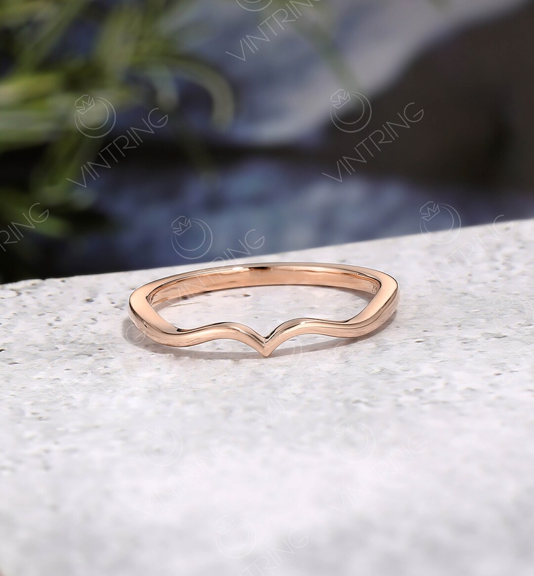 Wave Wedding Band, Curved Wedding Band, Plain Wedding Band Women, Solid ...