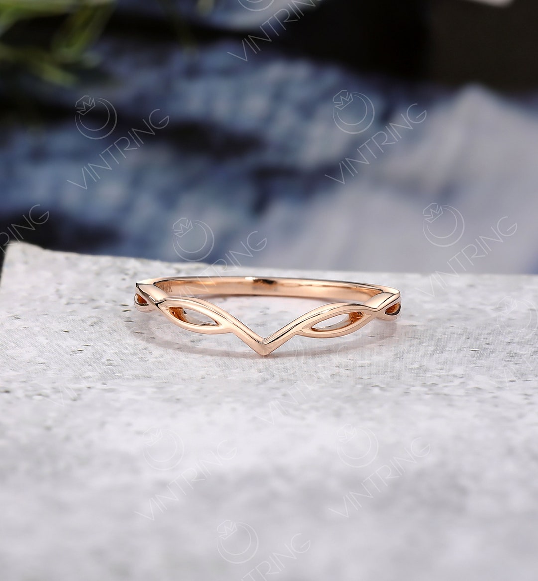 Curved Wedding Band, Plain Wedding Band Women, V Shape Band, Infinity ...