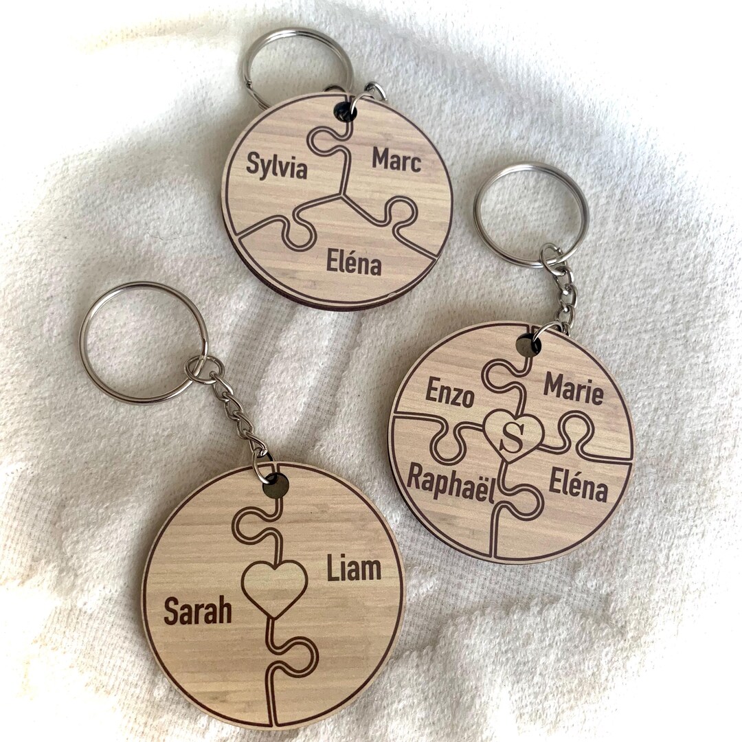 Personalized Family Key Ring With First Names Puzzle - Etsy