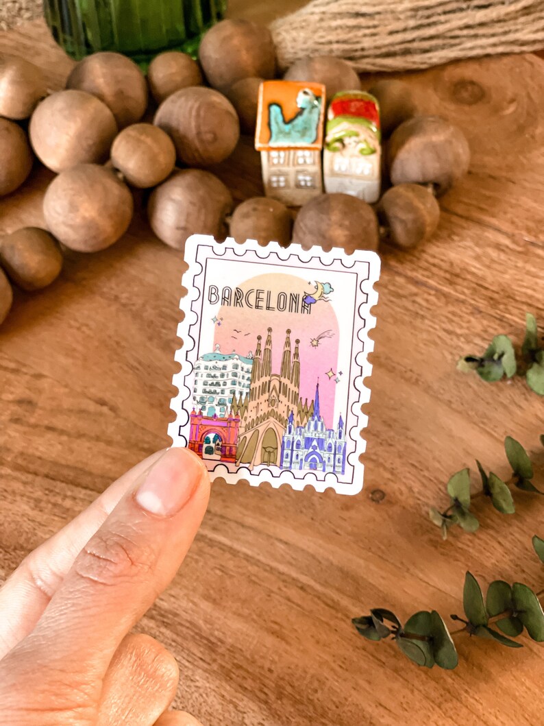 Barcelona Spain Sticker Barcelona Sticker Barcelona Skyline - Etsy