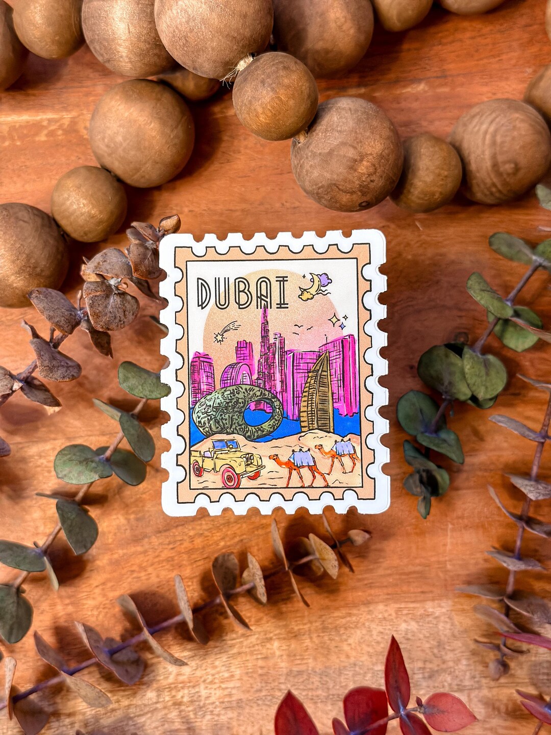 Dubai, United Arab Emirates Sticker, Colorful, Dubai Illustration, Gift ...