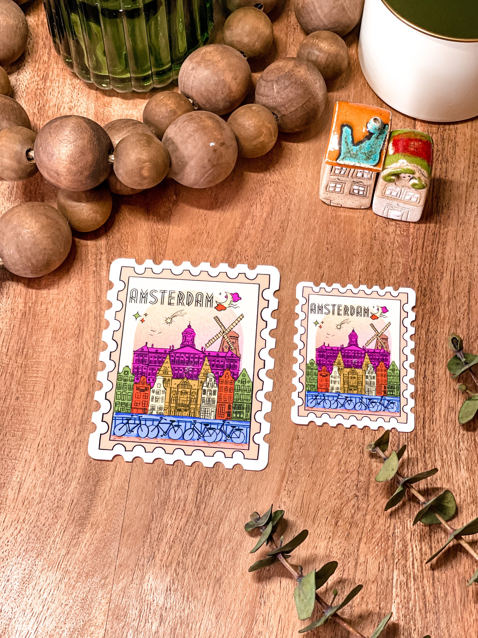 Amsterdam Sticker, Amsterdam Illustration Sticker, Netherlands Skyline ...