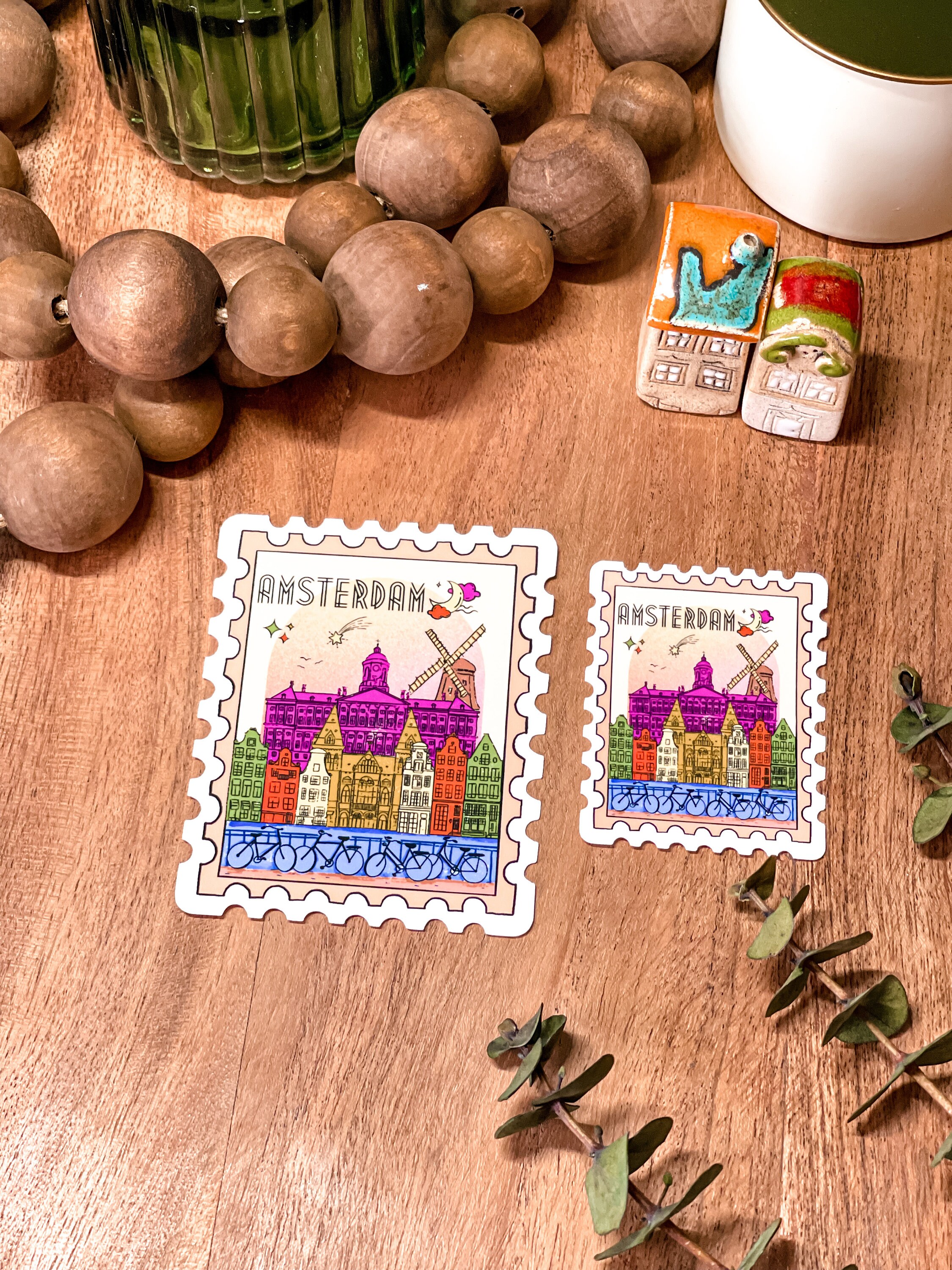 Amsterdam Sticker, Amsterdam Illustration Sticker, Netherlands Skyline ...