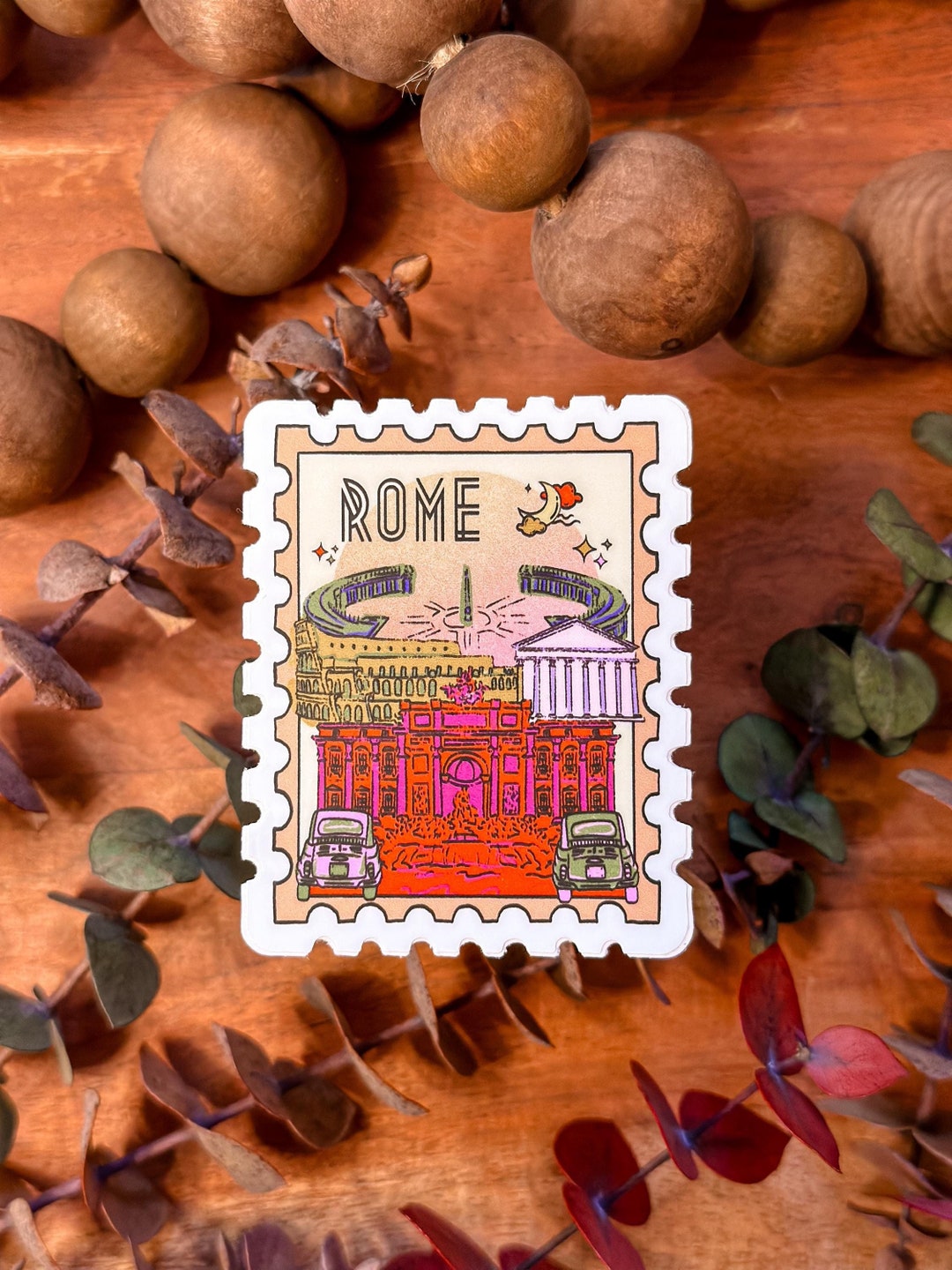 Rome Sticker, Italy Stickers, Rome Italy Skyline Vinyl Sticker, Travel ...