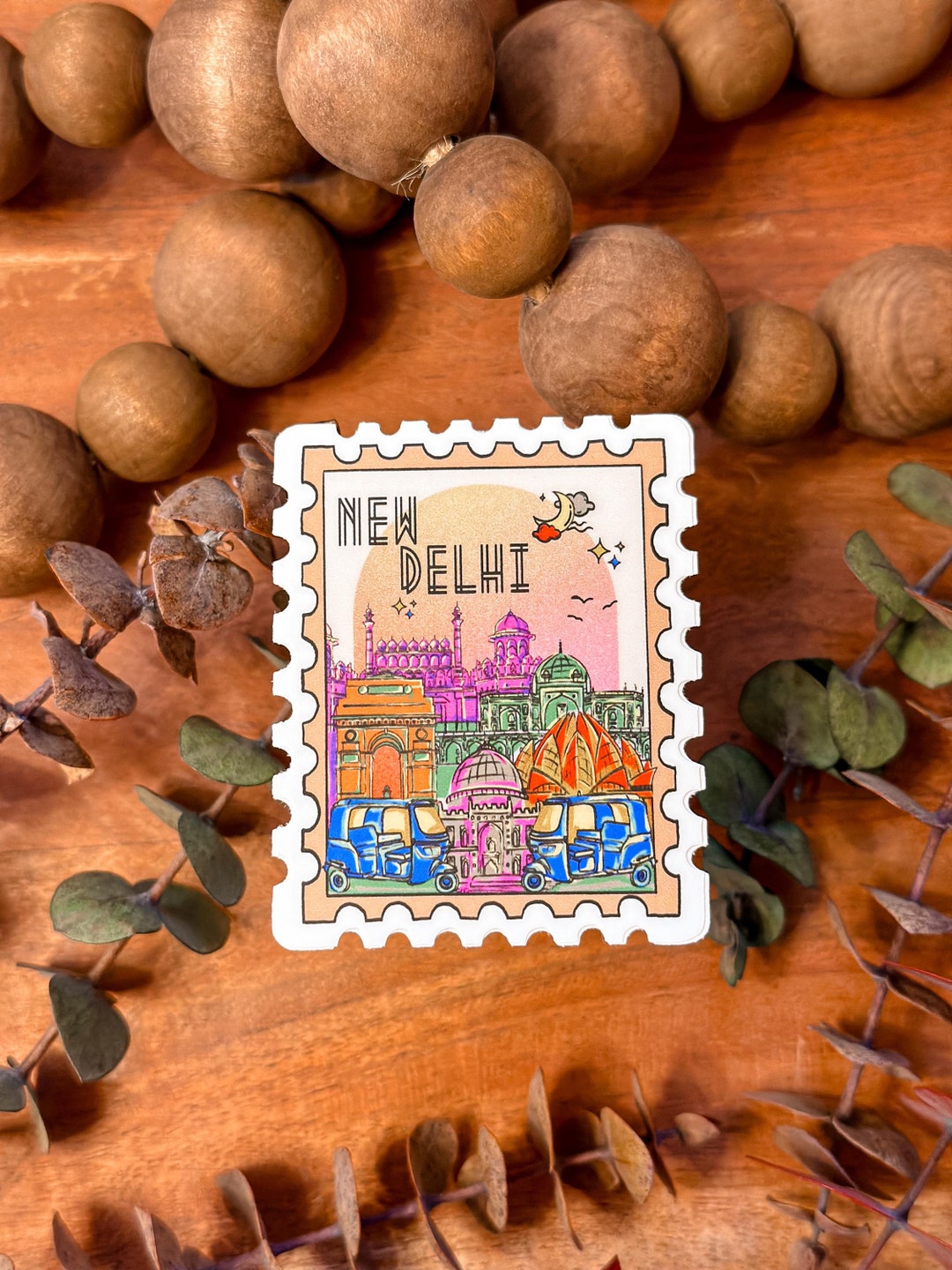 New Delhi, India Sticker, Colorful, New Delhi Illustration, Gift ...