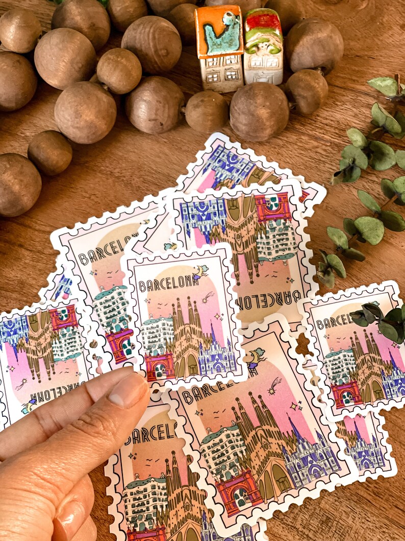 Barcelona Spain Sticker Barcelona Sticker Barcelona Skyline - Etsy
