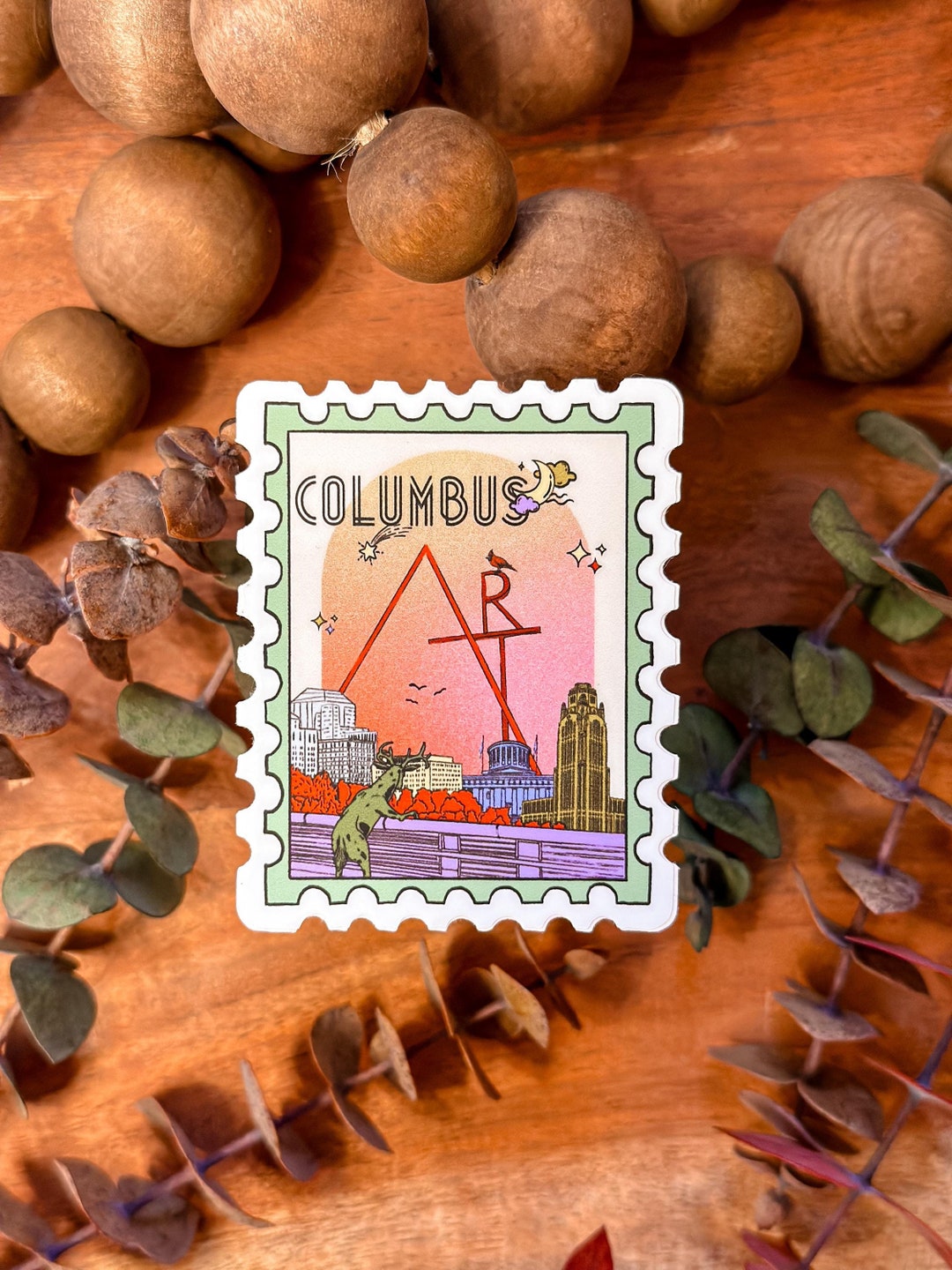 Columbus, Ohio Sticker, Colorful, Columbus Illustration, Gift ...
