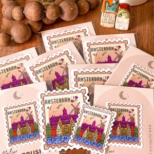 Amsterdam Sticker, Amsterdam Illustration Sticker, Netherlands Skyline ...