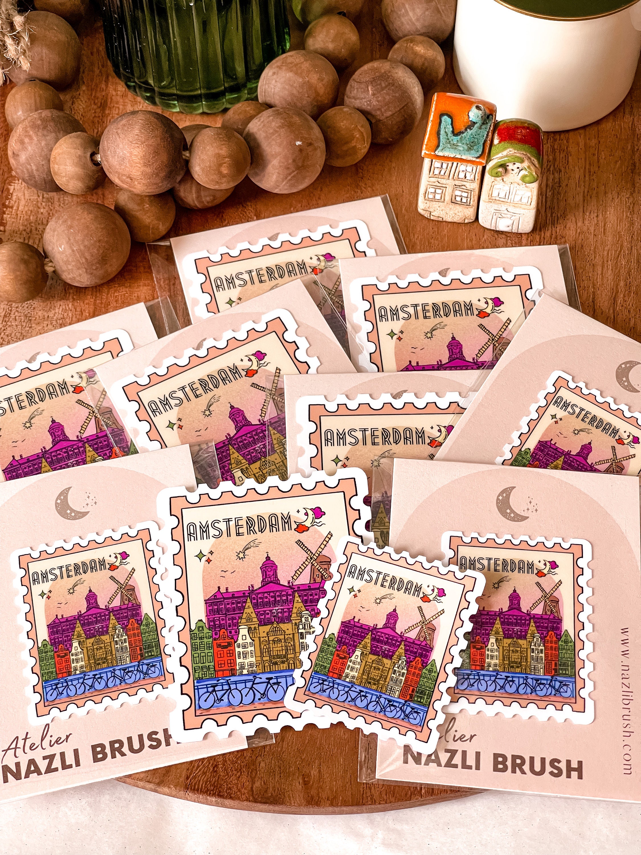 Amsterdam Sticker, Amsterdam Illustration Sticker, Netherlands Skyline ...