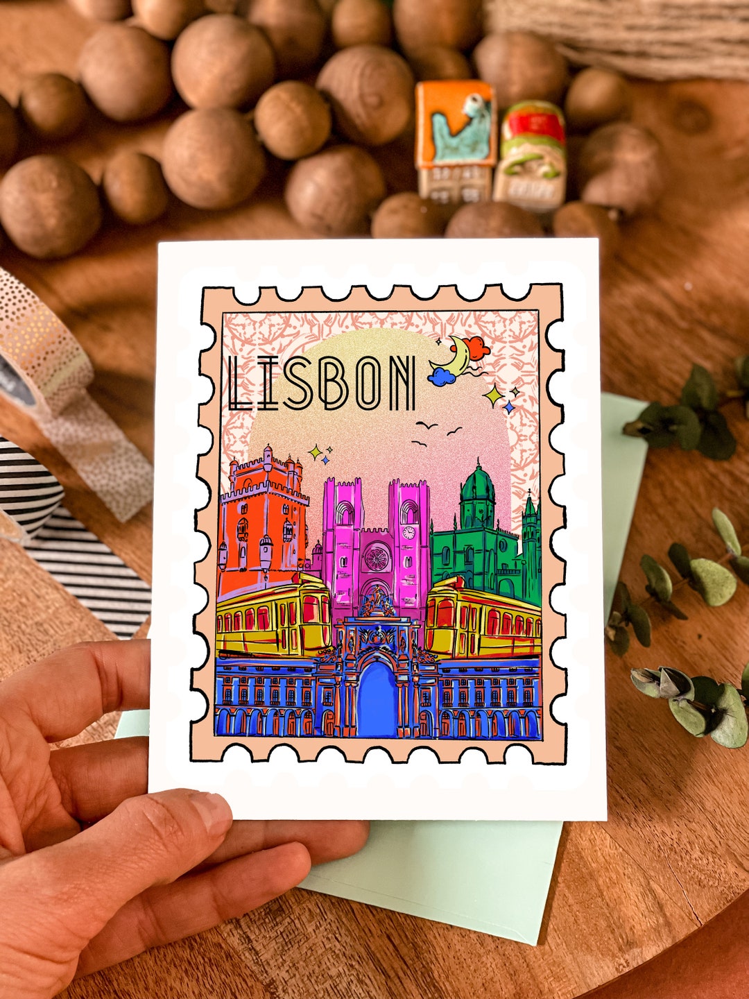 Lisbon Greeting Card, Lisbon Postcard, Travel Postcard Greeting Card, Lisbon, Portugal Gift ...