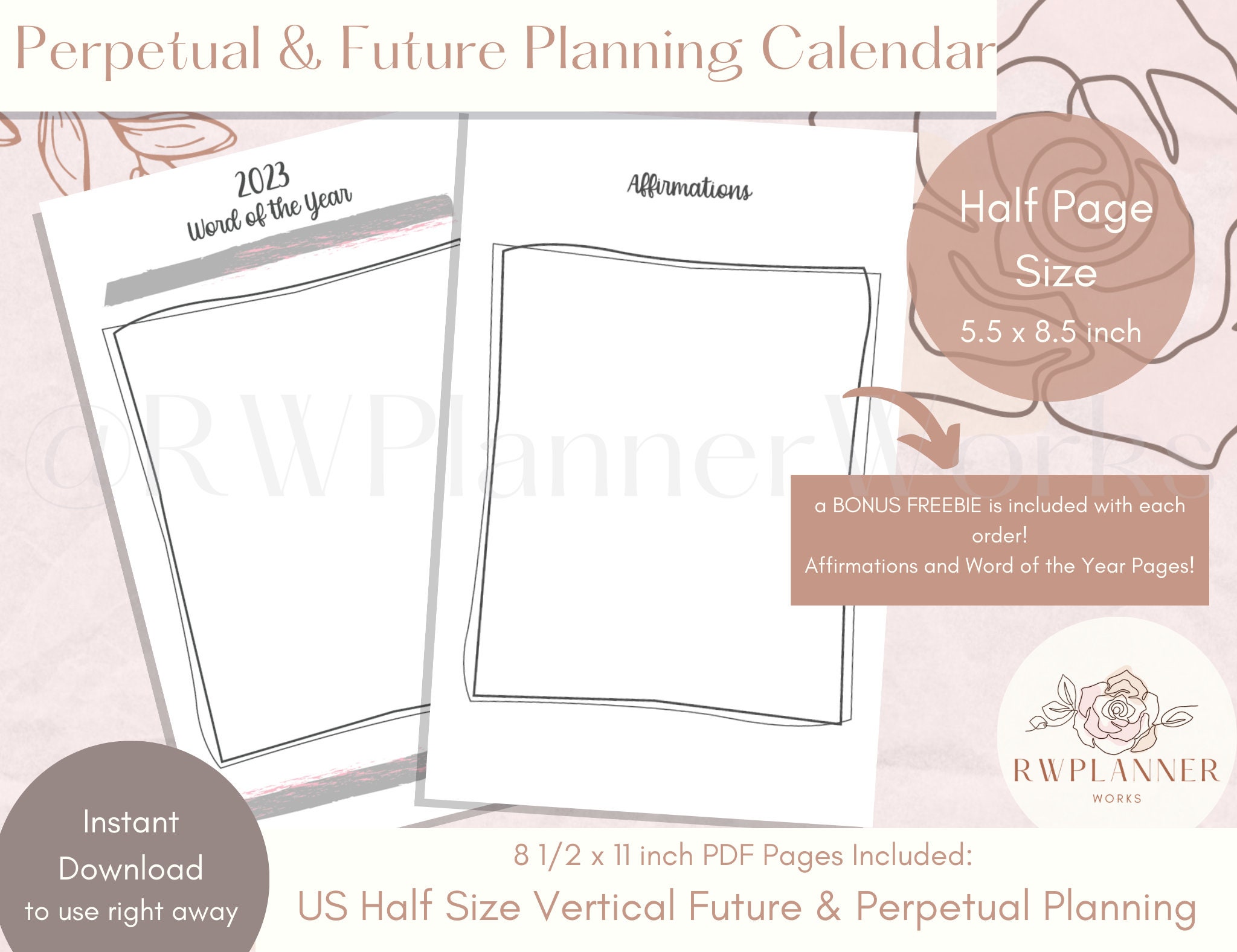 Perpetual Calendar | Future Planning Printables | Half Letter Page - Etsy