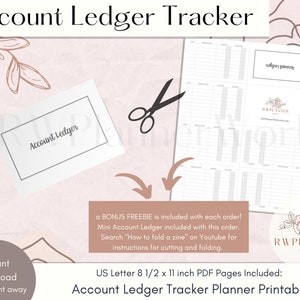 Account Ledger Tracker Planner Printable | Planner Insert | Letter Size ...