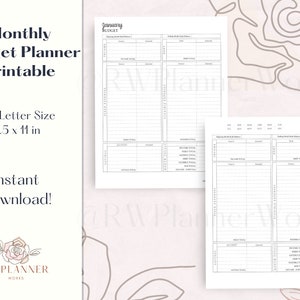 Monthly Budget Planner Printable Budget Insert Letter Size - Etsy