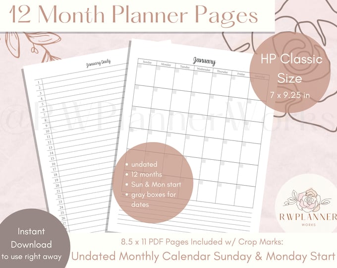 Perpetual Calendar Future Planning Printables Half Letter - Etsy