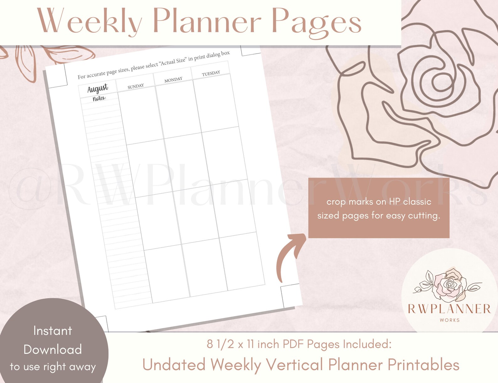Weekly Planner Pages Vertical Layout Planner Inserts - Etsy