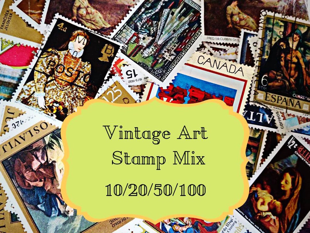 Vintage Art Postage Stamps Set Famous Art Thematic Kit Post - Etsy
