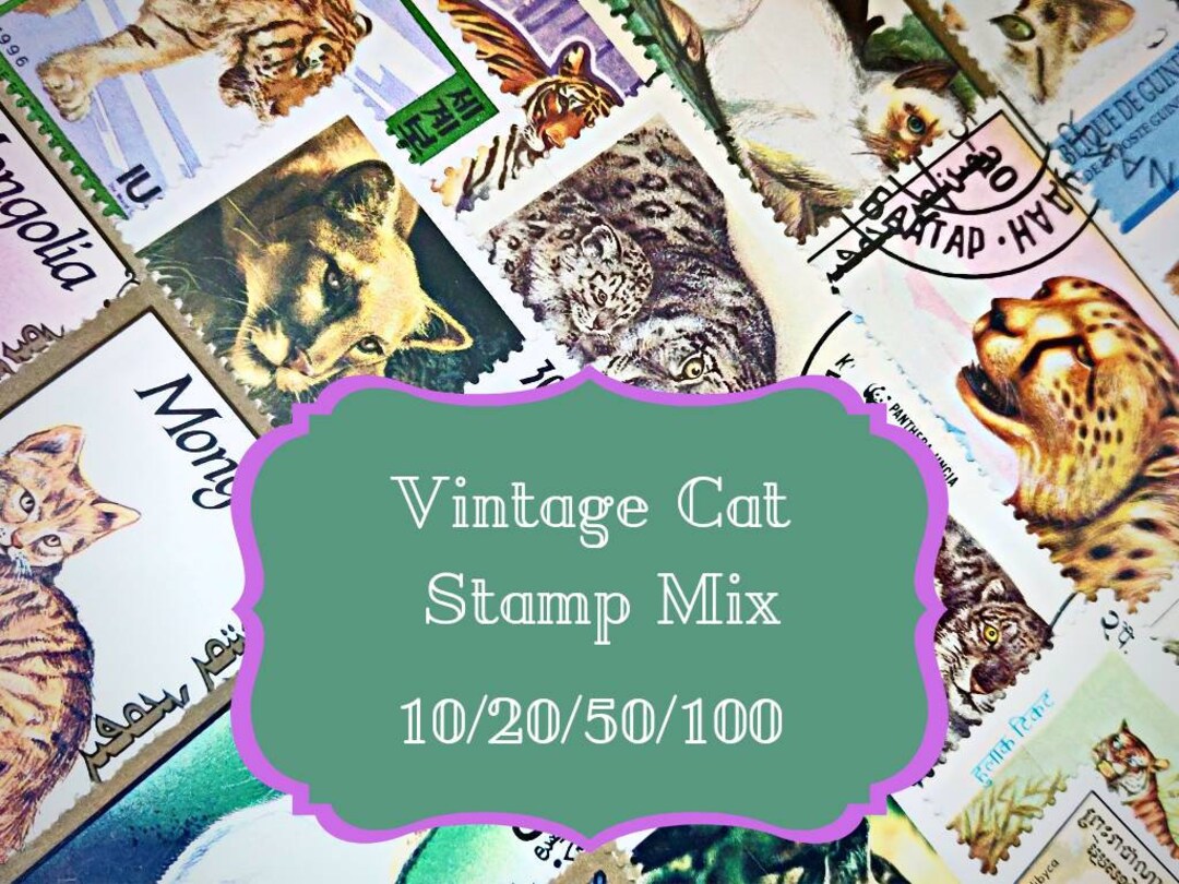 Feline Kitty Cat Themed Postage Stamps X10/20/50, Mainly Used, for ...