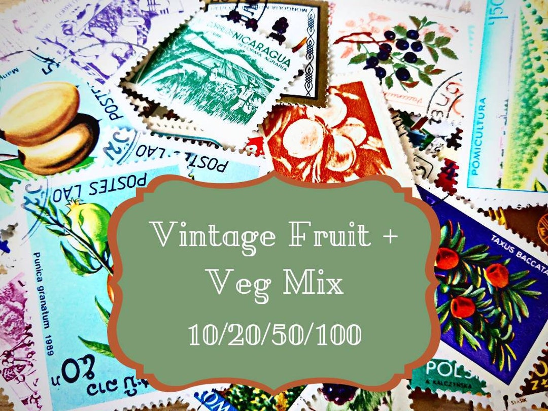 Fruit and Vegetable Edible Plant Themed Postage Stamps Mainly Used, for ...