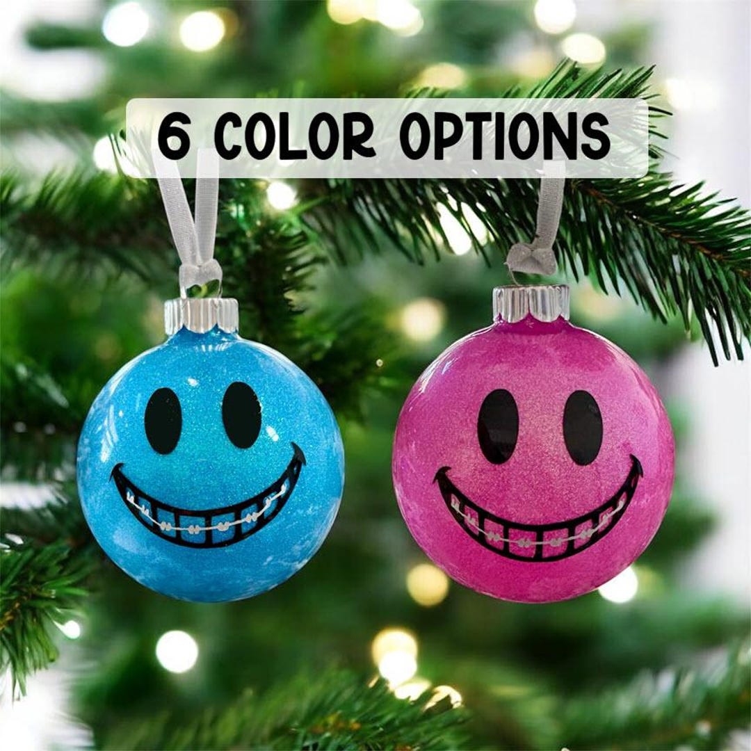 Braces Smiley Face Ornament Personalized With Name and Year | 3" Round ...