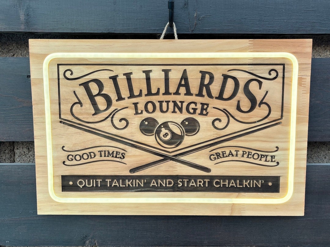 Billiards Lounge LED Engraved Wood Sign / Light up Sign "billiards ...