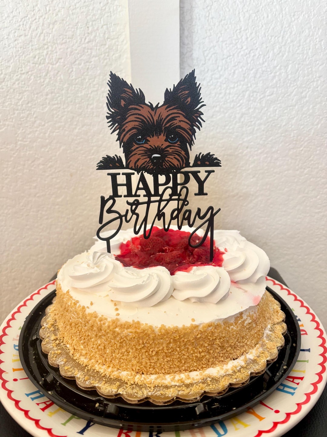 Yorkshire Terrier Yorkie Dog Themed Cake Topper - Reusable Year After ...