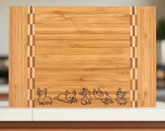 Dachshund Engraved Bamboo Cutting Board With Butcher Block Inlay - Etsy