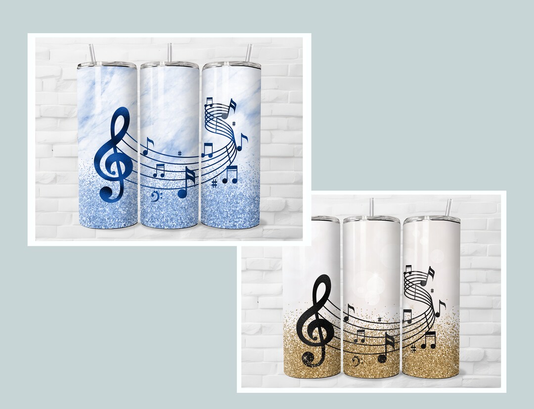 Music Notes Tumbler Insulated Stainless Steel 20 Oz. Skinny Tumbler ...