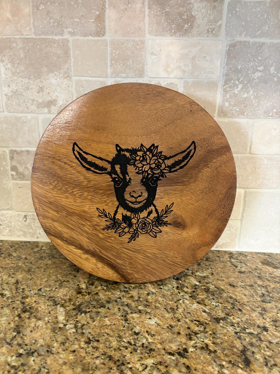 Goat Engraved Round Footed Serving Stand Tray - Etsy