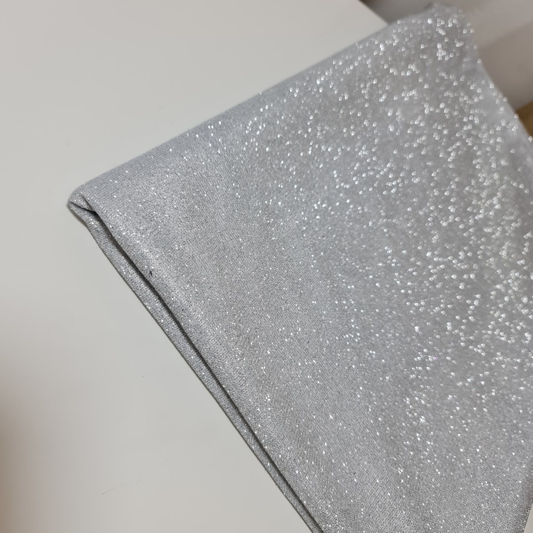 Weiß Moonlight Shimmer Shinny Stretch Stoff Glitzer Nylon Partywear ...