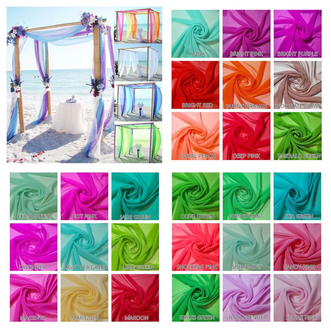 Plain Chiffon Fabric Soft Drape, Sheer Translucent Material in Colours ...