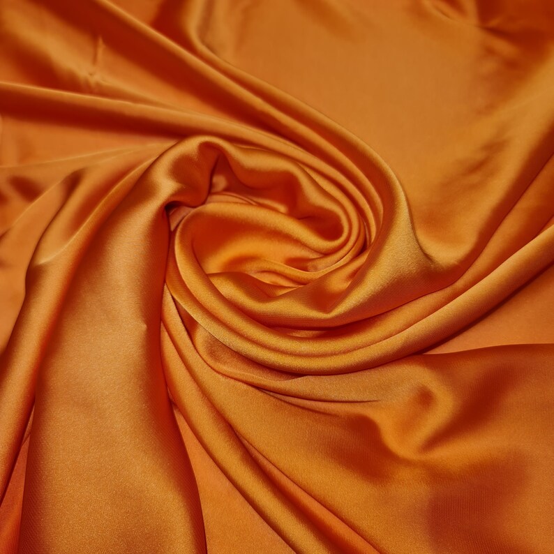 Sunset Orange -48 Glossy Charmeuse Satin Fabric Silk-feel Polyester ...