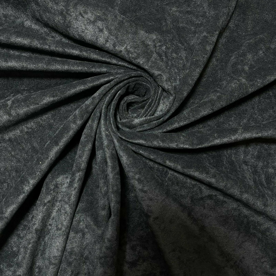 BLACK Crushed Velvet Fabric Material Stretch Velour 150cm Wide Sold by ...